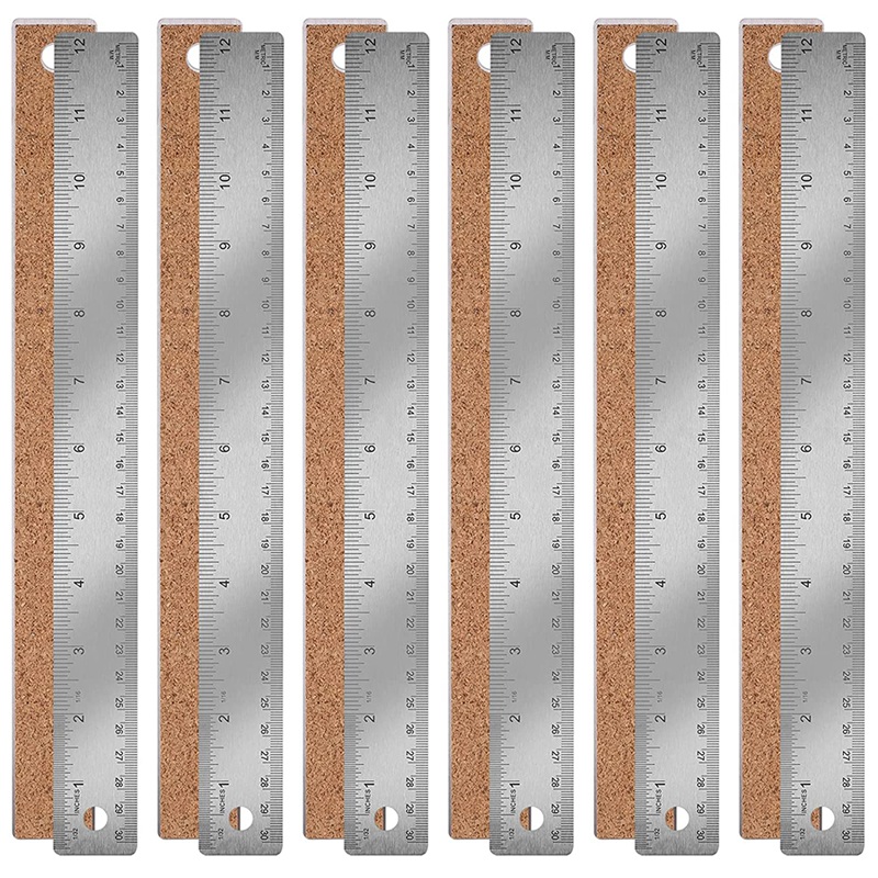 6Pcs12 Inch Stainless Steel Ruler,Cork Backing Sta... – Grandado