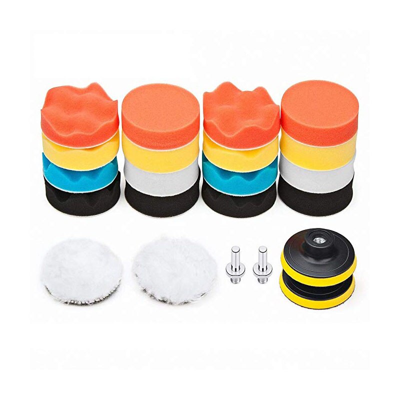 22 Pcs 3 Inch Buffing Pads Spons Auto Schuim Boor ... – Grandado