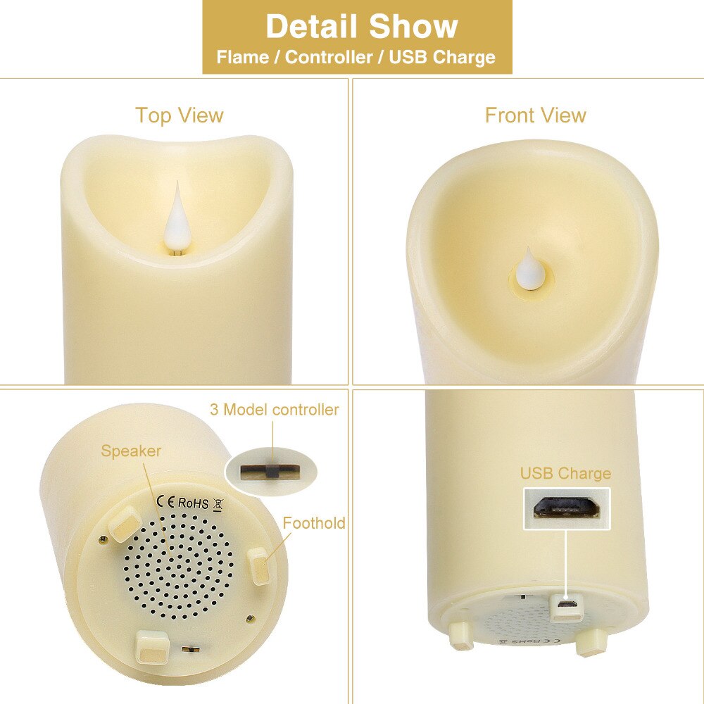 GiveU Led Kaarsen Vlamloze batterij operated Bluet... – Grandado