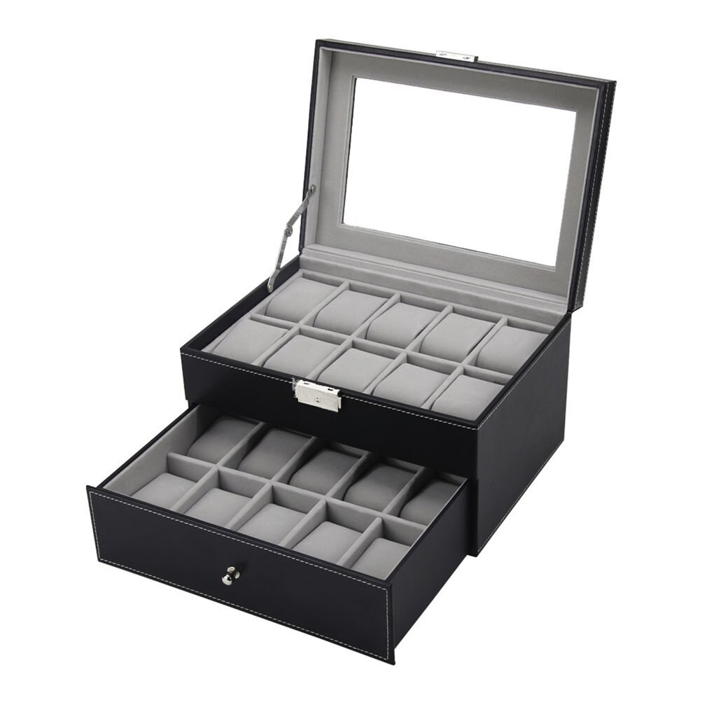 20 Grids PU Leather Watch Box Double Layers Watche... – Grandado