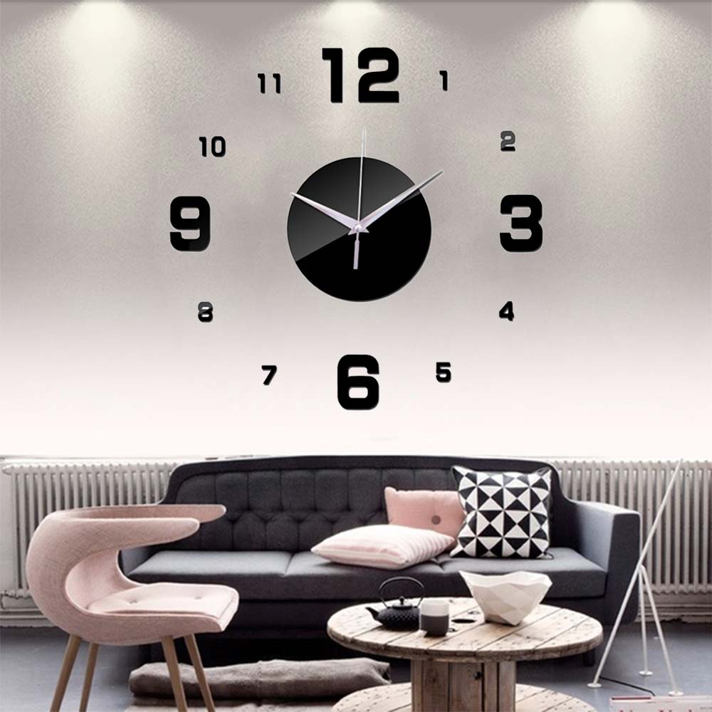 Modern Wall Clock Sticker 3D Mirror Self-Adhesive ... – Vicedeal