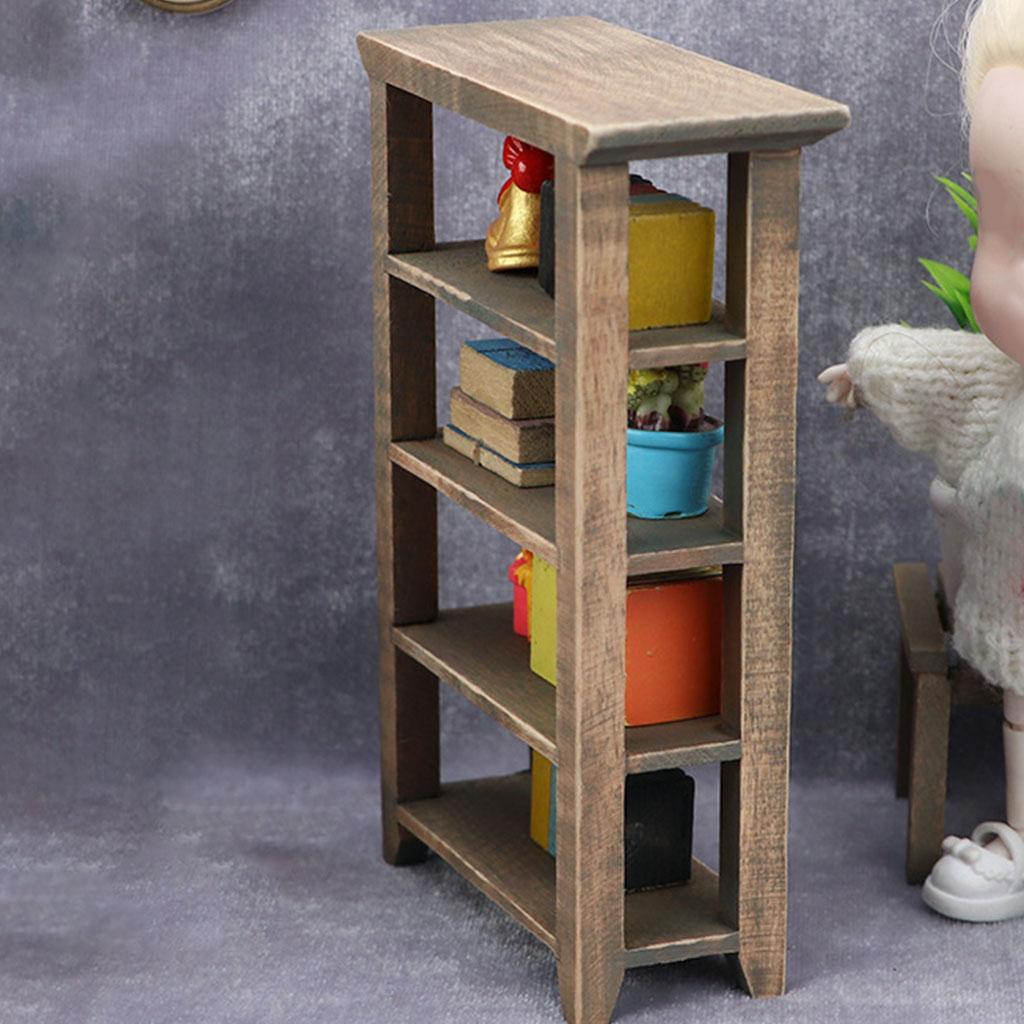 1/12 Dollhouse Miniature Bookcase 4-Tier Shelf for... – Grandado
