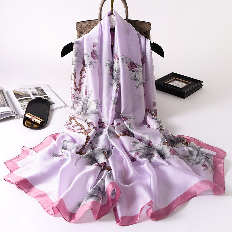 Korean Magnolia silk scarf Autumn and winter print... – Vicedeal