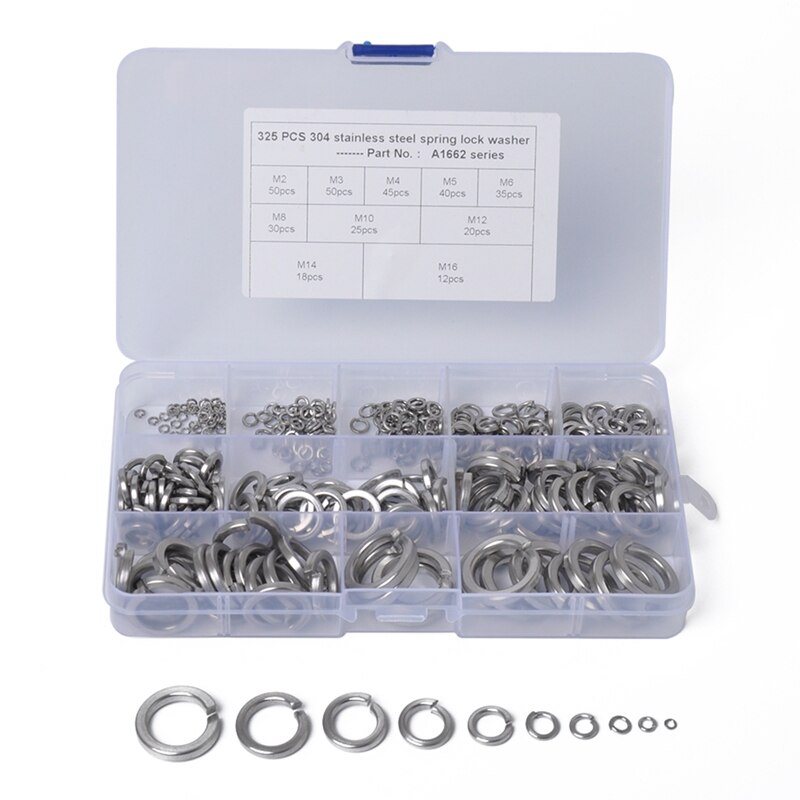 325Pcs spring washer M2-16M round stainless steel ... – Vicedeal