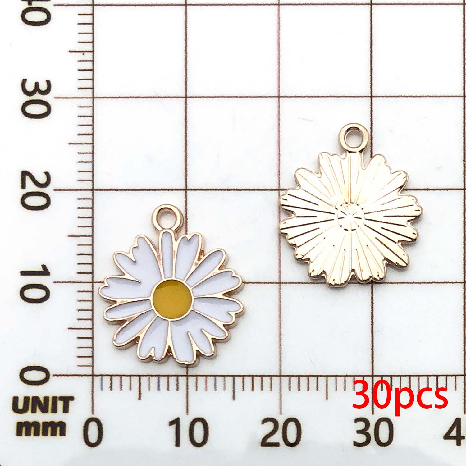 30pcs White Enamel Flower Charms Alloy Small Daisi... – Vicedeal
