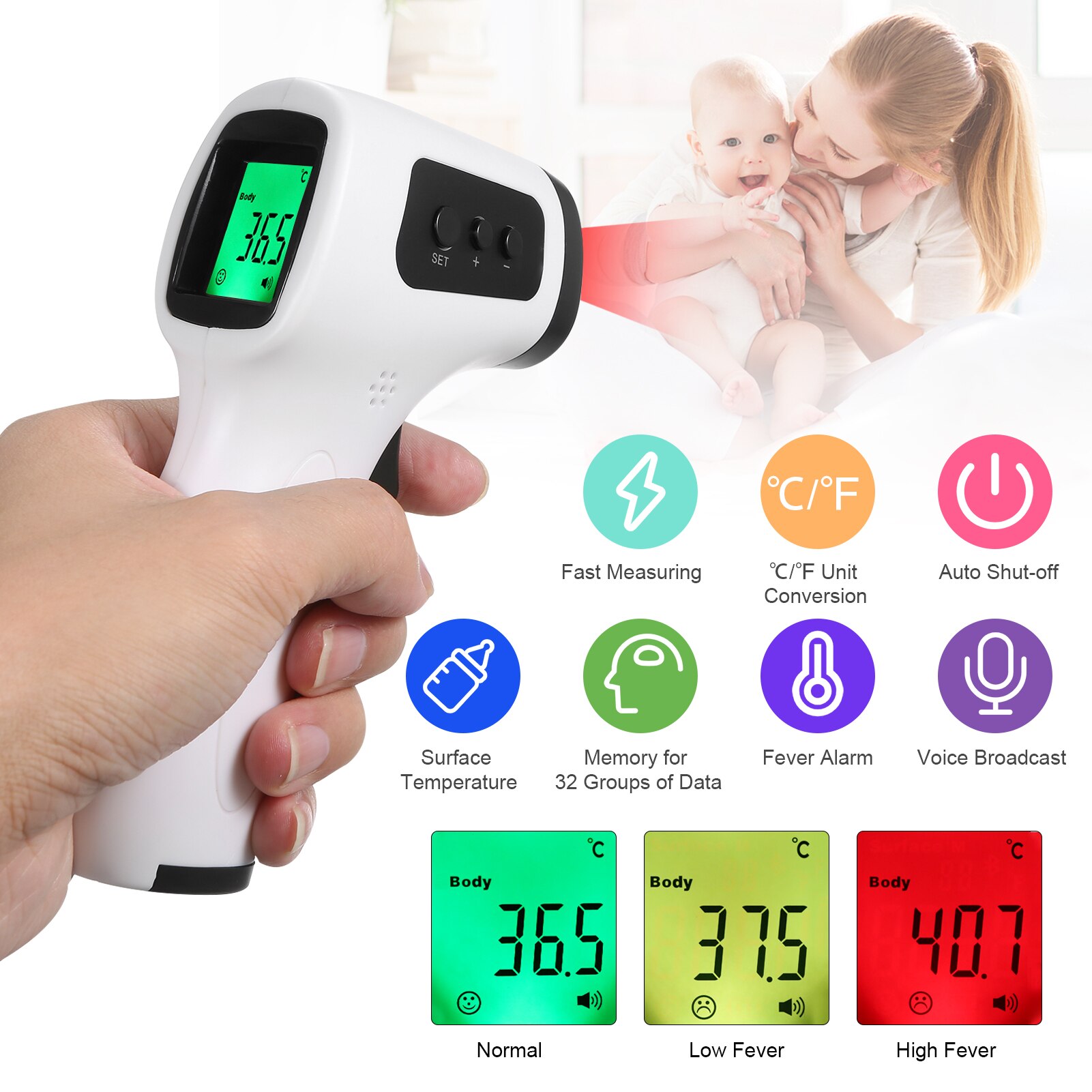 Digital Non-contact Infrared Thermometer Forehead ... – Vicedeal