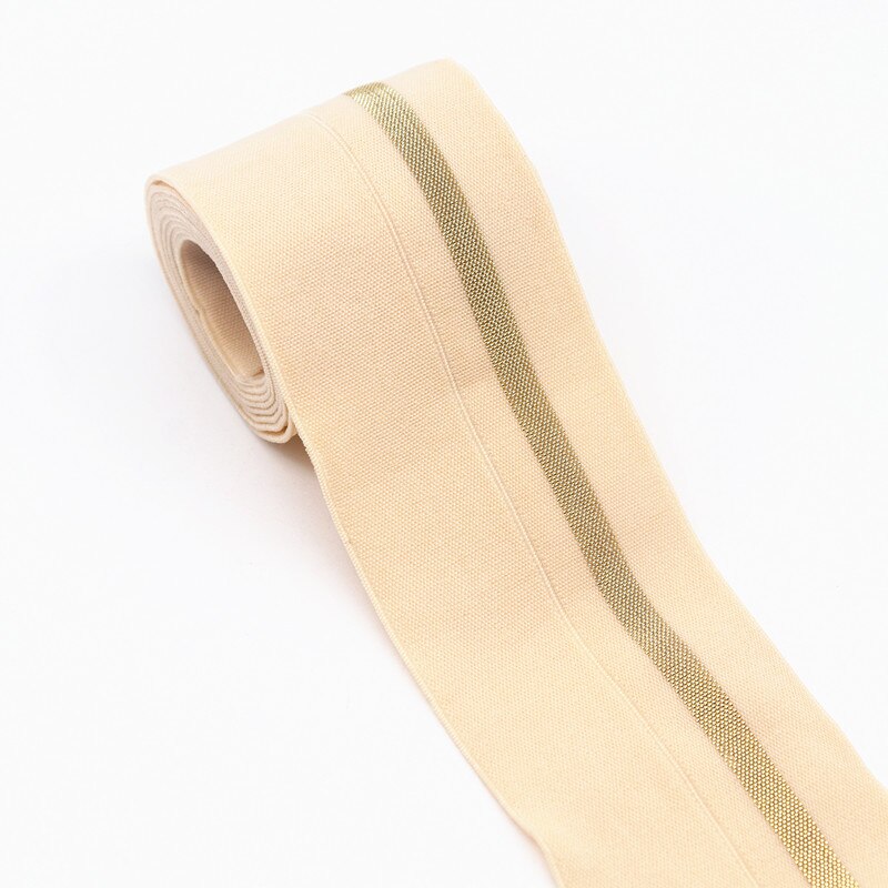 Gold Stripe 4cm Fold Over Elastic Band Nylon Webbi... – Vicedeal
