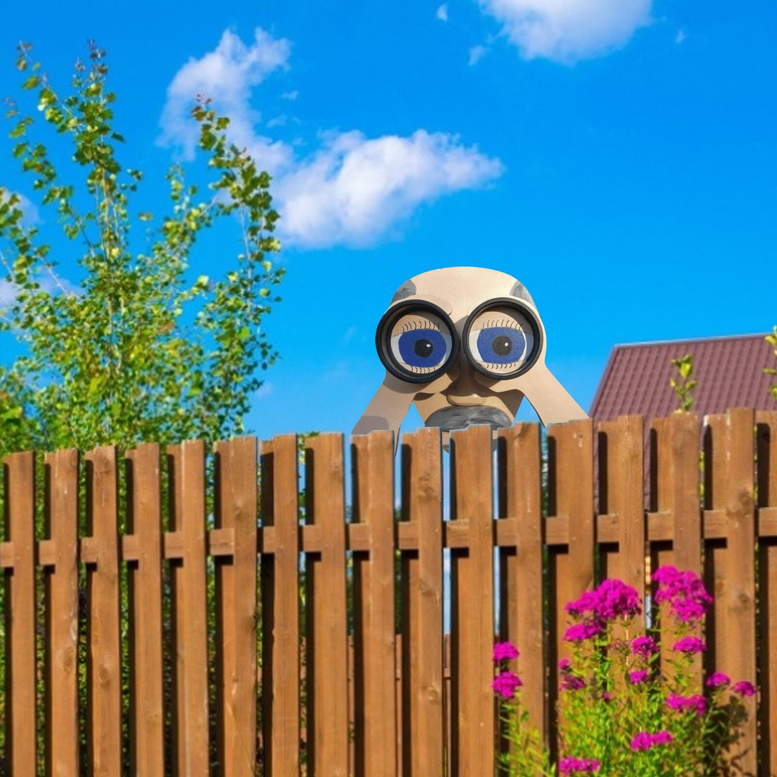 Funny Fence Decoration Nosy Old Man And Lady Lifel... – Grandado