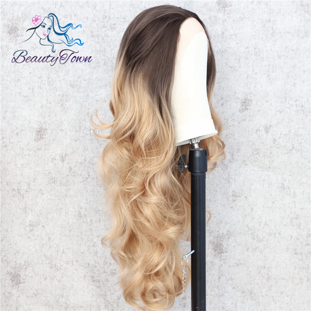 Beautytown lang bølget ombre brun blonde front par... – Vicedeal