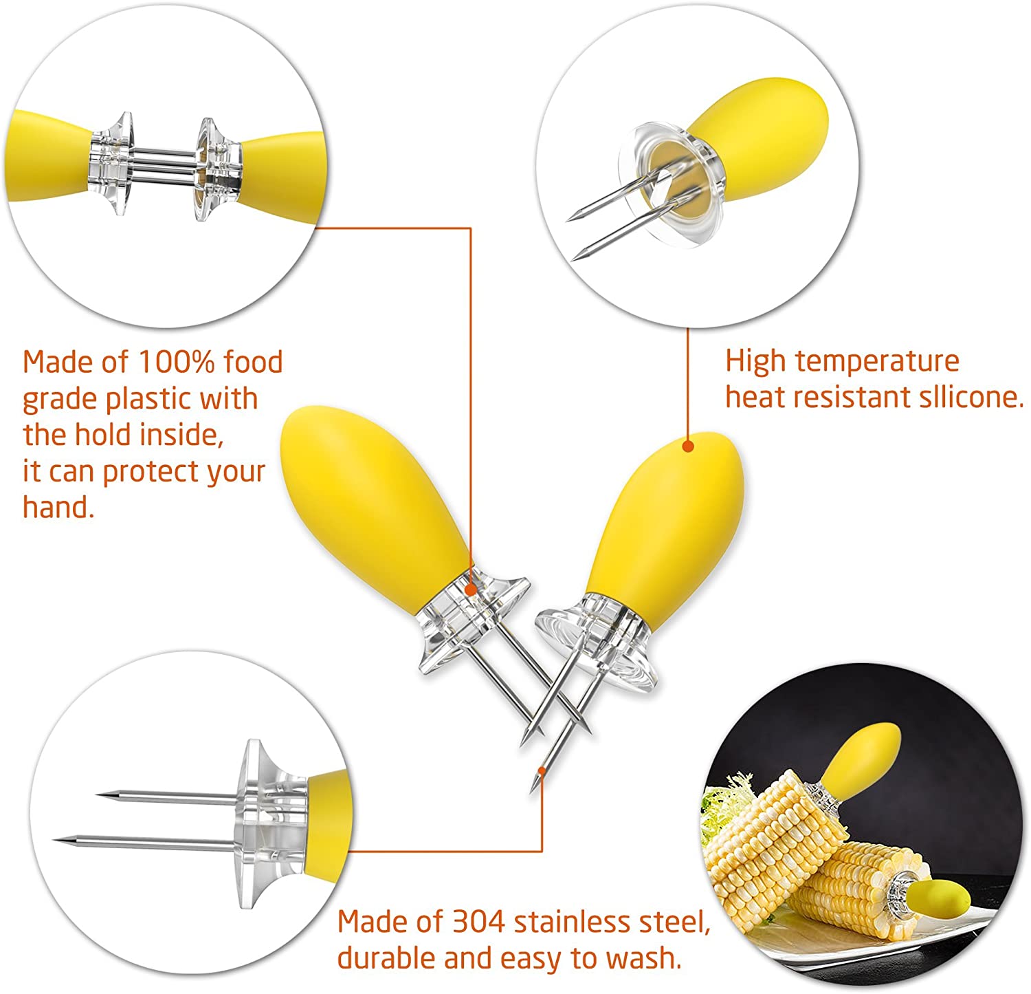Stainless Steel Corn Holders Barbecue Accessories ... – Vicedeal
