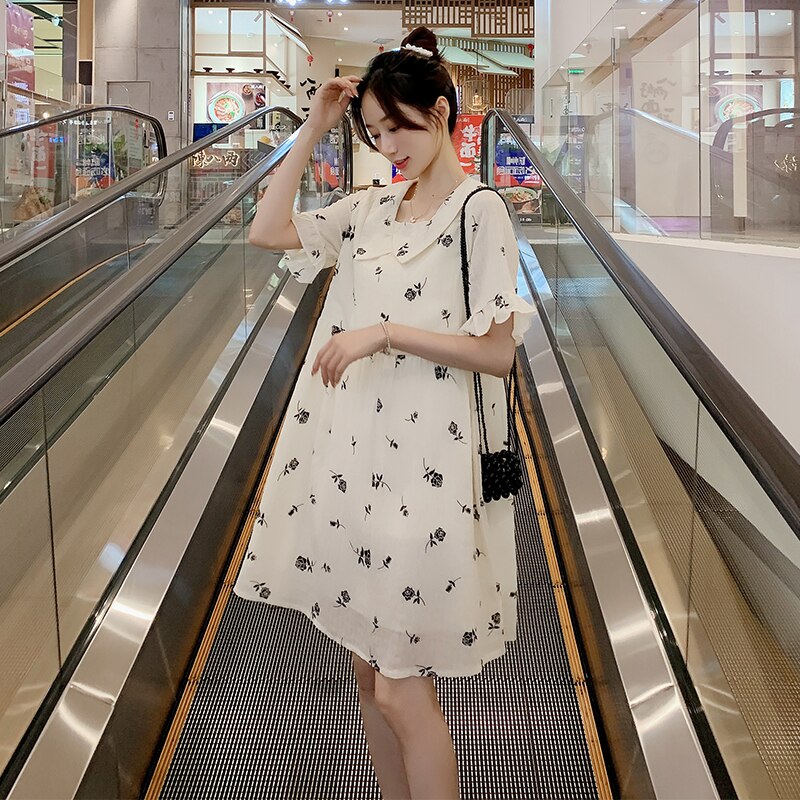 Korean Style Loose Maternity Dress Summer Short Fl... – Grandado