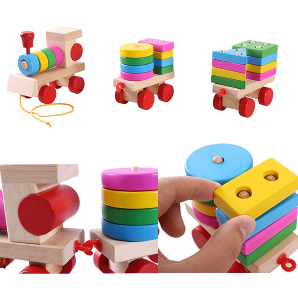 Wooden Shape Sorting and Stacking Train Including ... – Vicedeal