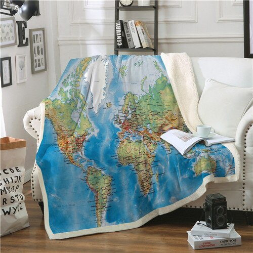 World Map Fleece Blanket 3D map print Plush Throw ... – Grandado