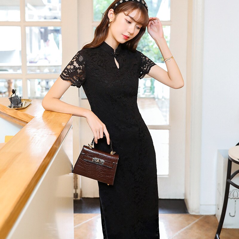 White Lace Chinese Wedding Dress Female Cheongsam ... – Vicedeal