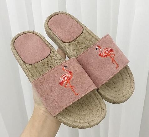 Famous brand cartton flamingo print flat sandals l... – Vicedeal