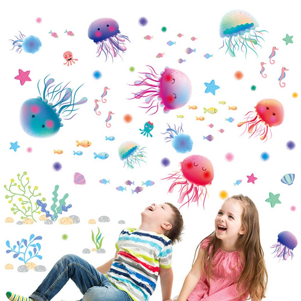 Kids Room Wall Stickers PVC Ocean Sea Jellyfish Wa... – Grandado
