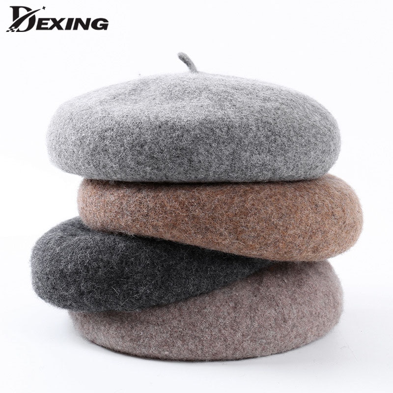 Women Wool Solid Color Beret Female Bonnet Caps Wi... – Vicedeal