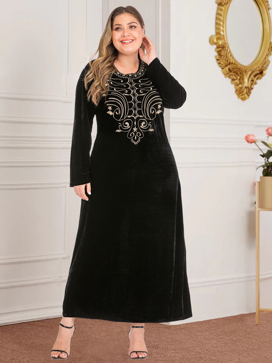 Muslim Velvet Abaya Dress Women Turkey Embroidery ... – Vicedeal