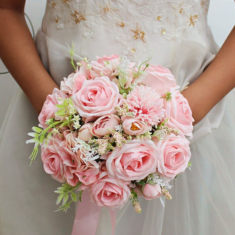 HIMSTORY White Pink Wedding Bouquet da Sposa Artif... – Vicedeal