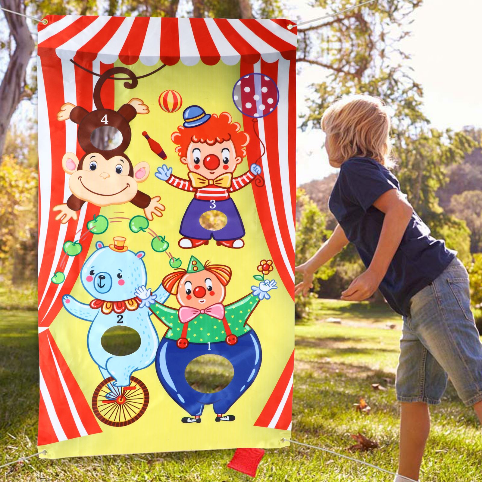 Cartoon Circus Clown Toss Game Banner Funny Sandba... – Grandado