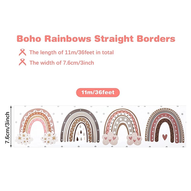 20M Boho Rainbow Bulletin Board Borders Rainbow St... – Vicedeal