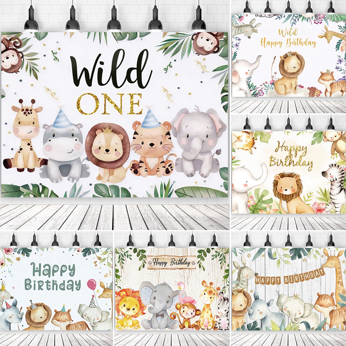 Jungle Animal Background Wild One Birthday Party D... – Grandado