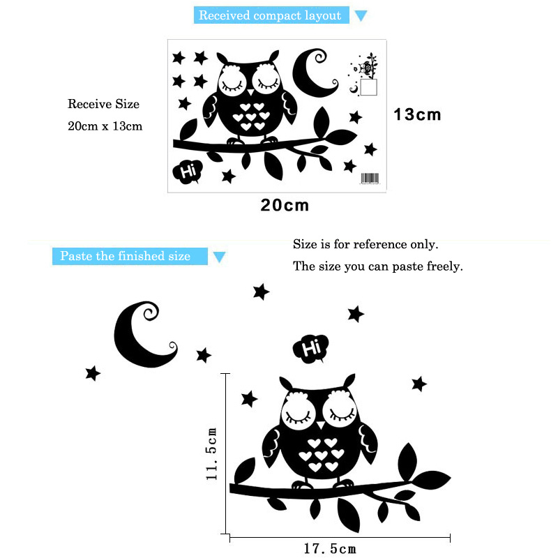 Zwarte Uil onder de night sky Muursticker kinderen... – Grandado