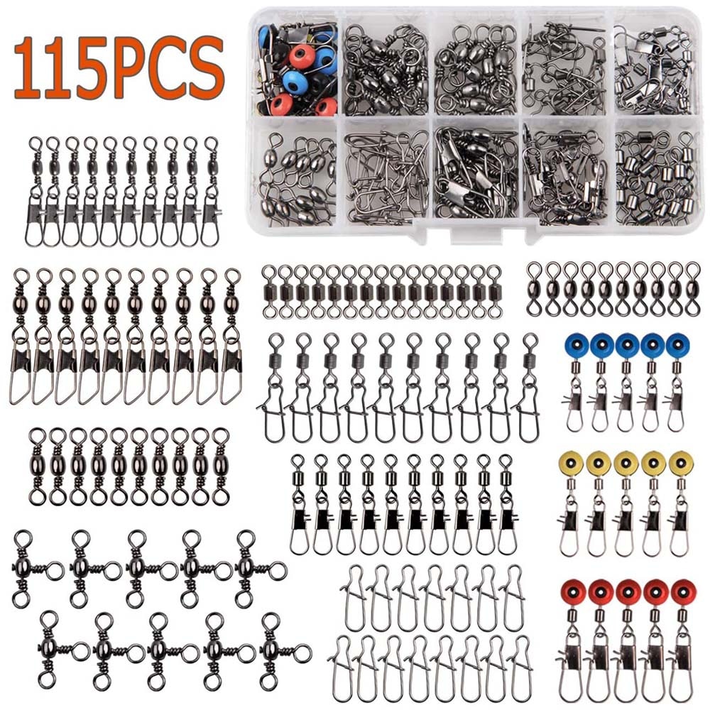 115Pcs/Box Fishing Swivels Kit With Barrel Swivel ... – Grandado