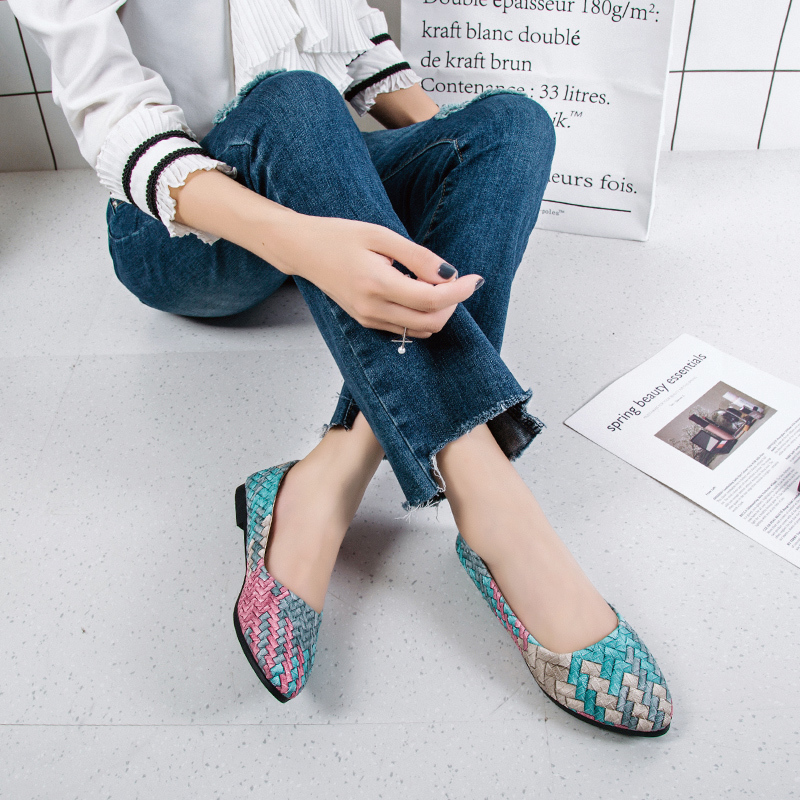 Gingham Shallow Flat Shoes Women Spring Autumn Sho... – Grandado