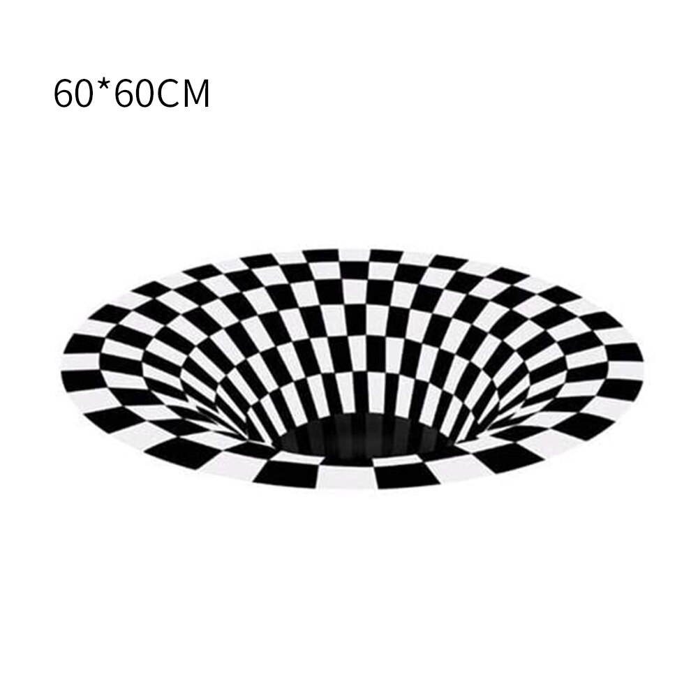 Round Carpet Checkered Vortex Optical Illusion Rug... – Vicedeal