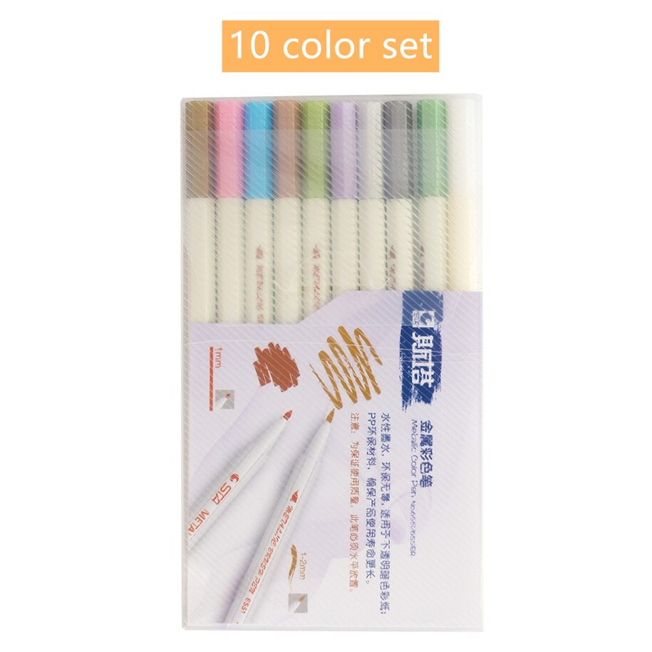 STA 10pcs Metallic Color Brush Marker Pen Set Soft... – Grandado