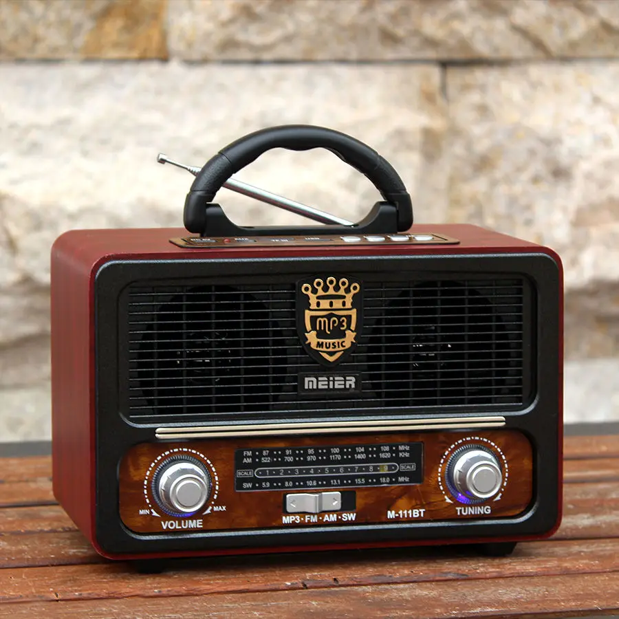 Retro HIFI Wireless Bluetooth Radio Wooden Outdoor... – Grandado