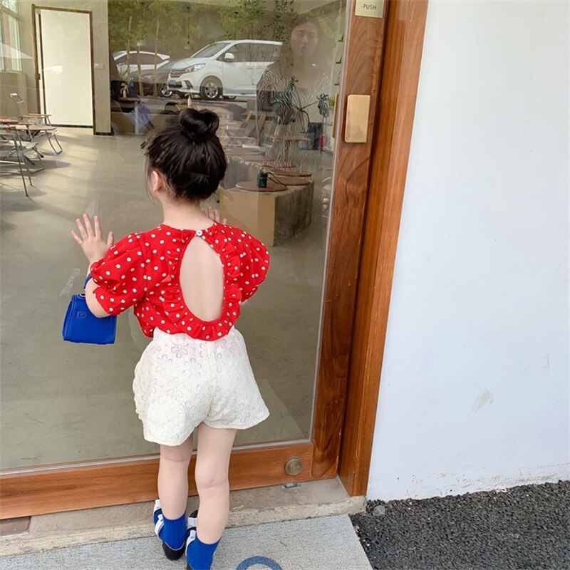 Verão menina sem costas camisa crianças moda puff ... – Grandado