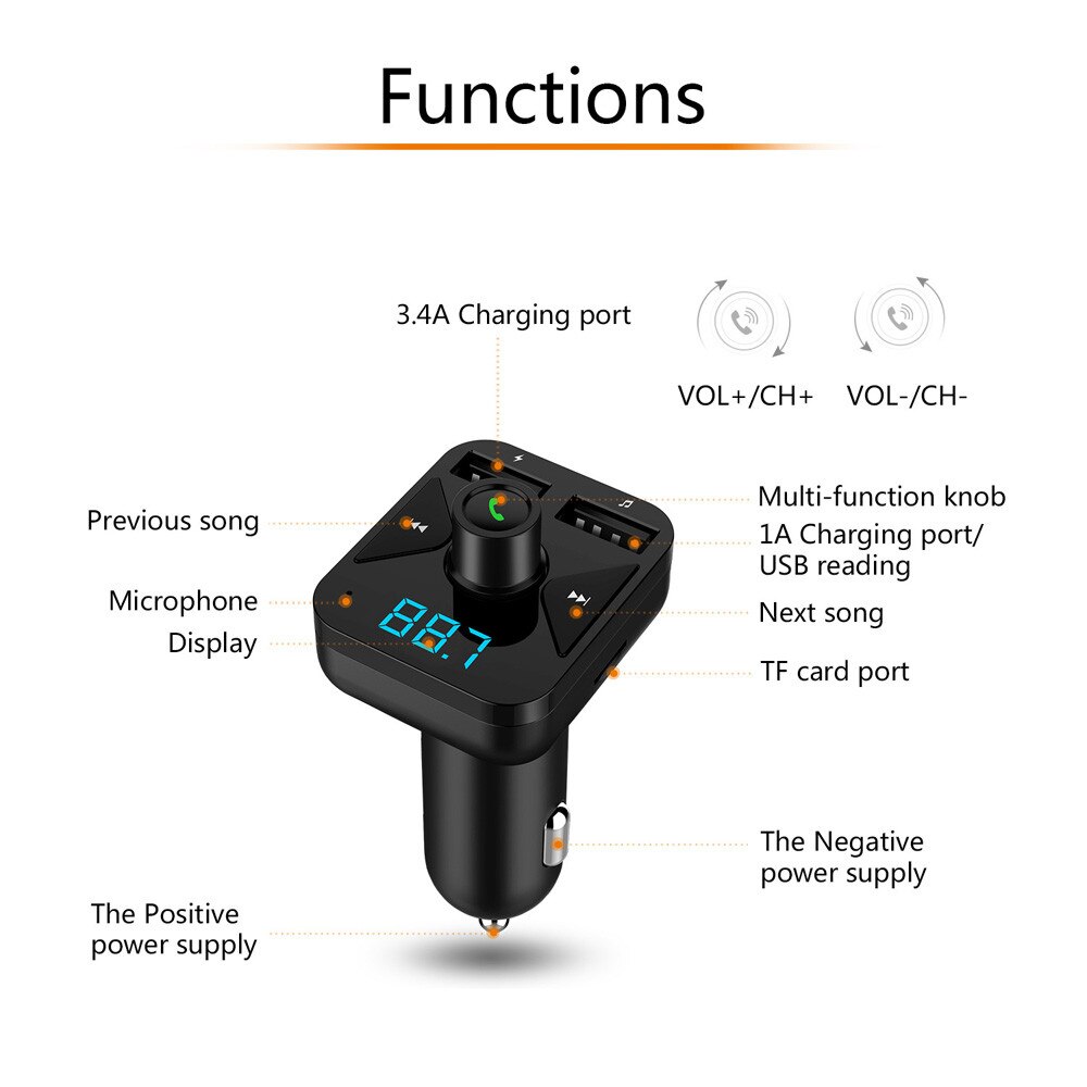 Bluetooth Car FM Transmitter Wireless Radio Adapte... – Grandado
