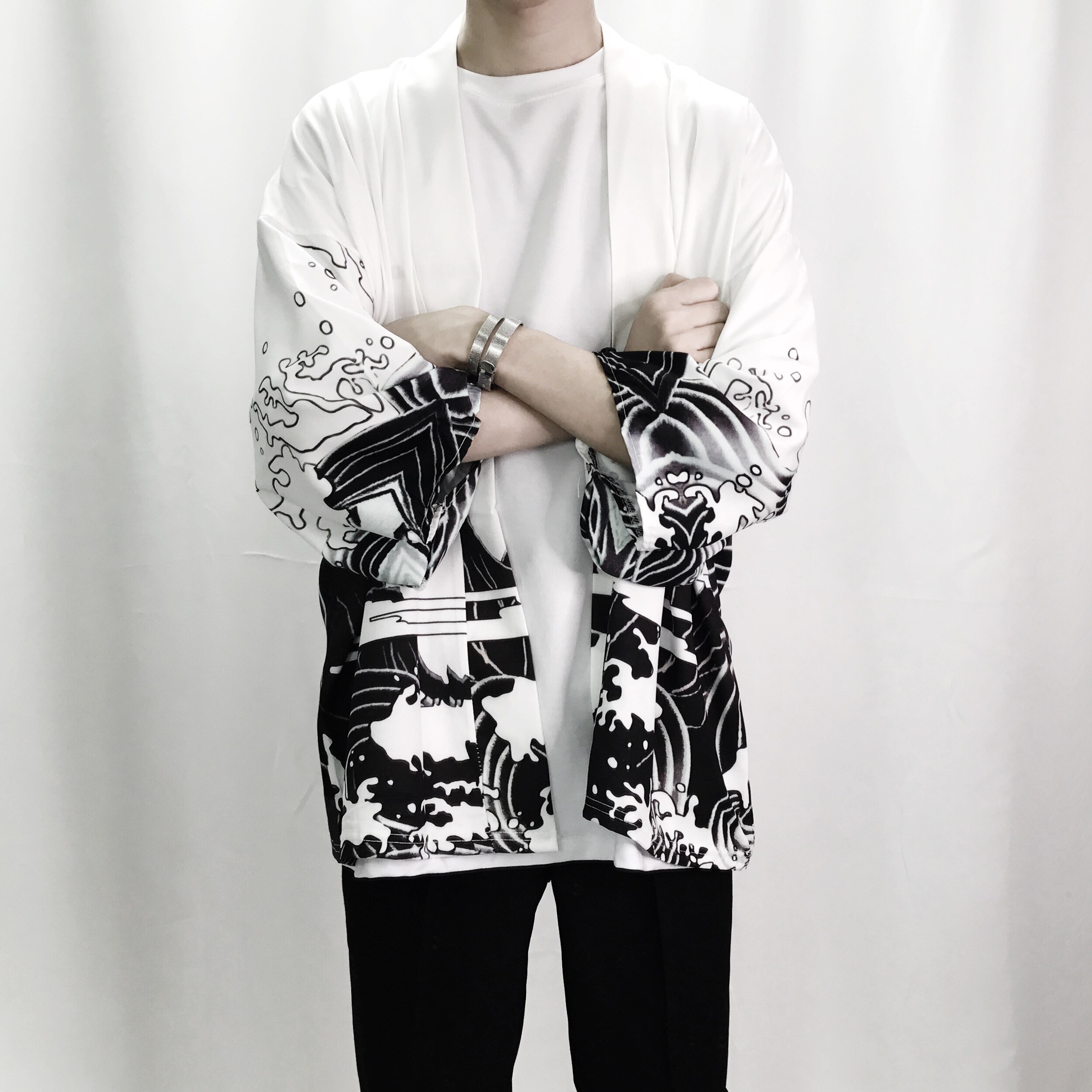 mens kimono japanese clothes streetwear casual man... – Vicedeal