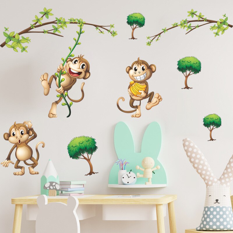 Lovely Monkey Removable Wall Stickers Home PVC Dec... – Vicedeal