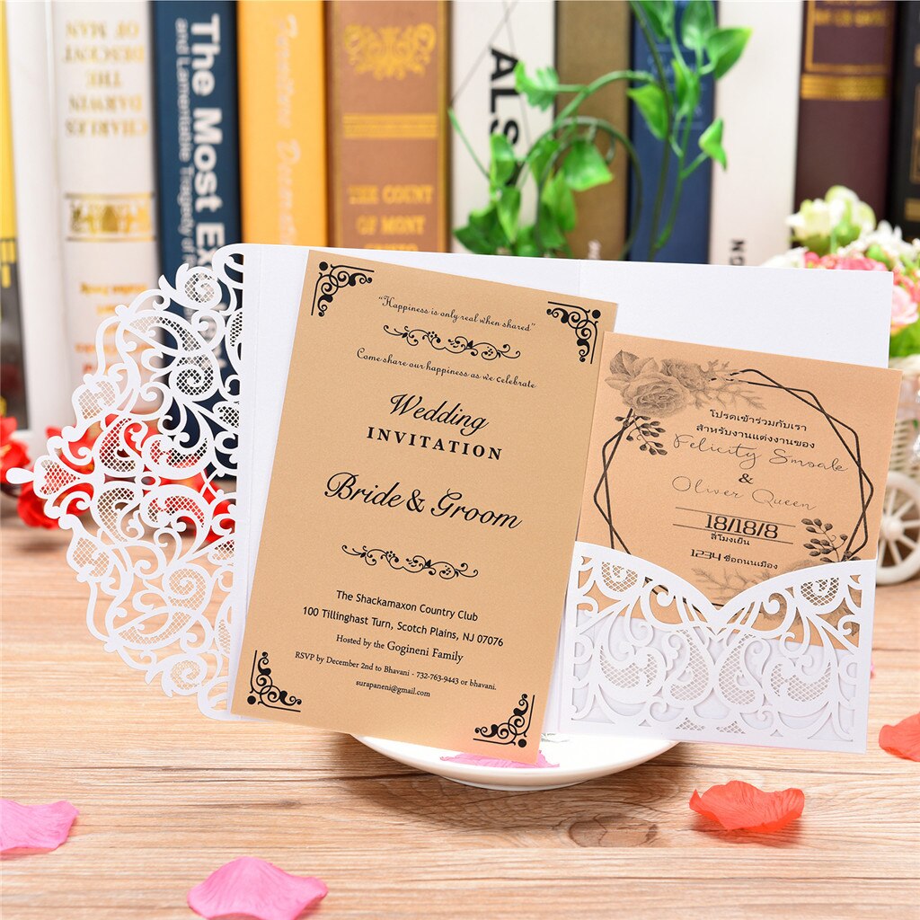 10pcs European Openwork Wedding Invitation Lily We... – Grandado