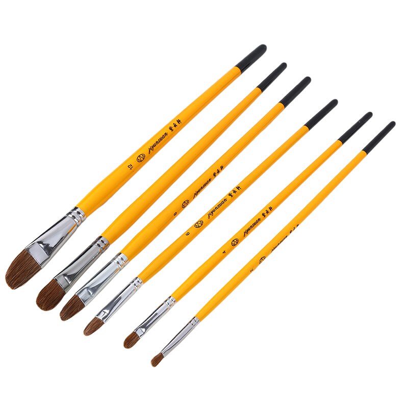 6 stk væselhår børster gouache pensler akvarel mal... – Grandado