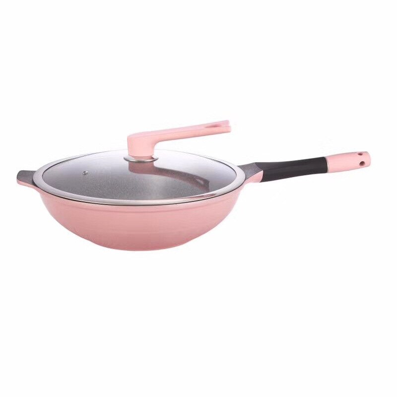Pink Multipurpose large deep pan 32cm Wok Home non... – Vicedeal