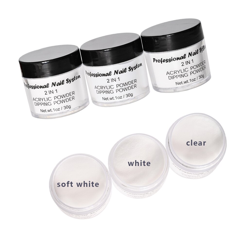3 Bottle/Kit 3D Acrylic Powder Set Clear/White/Sof... – Grandado