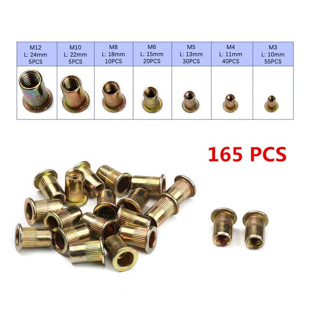 210/165/100PCS Box Rivet Nuts Carbon Steel M4 M5 M... – Grandado