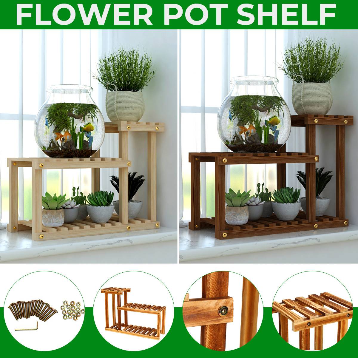 Multi Tier Flower Plant Holder Stand Rack Wood She... – Vicedeal