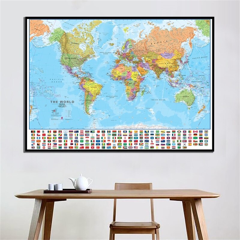 Foldable World Map Posters and Prints 150x225cm No... – Grandado