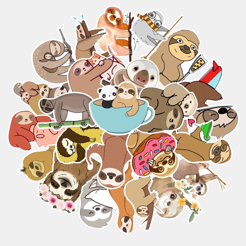 50Pcs Cute Sloth Animal Laptop Stickers Relax Life... – Vicedeal