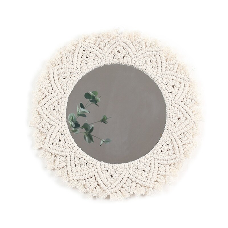 Round Cotton Rope Braided Tassel Mirror Wall Frame... – Grandado