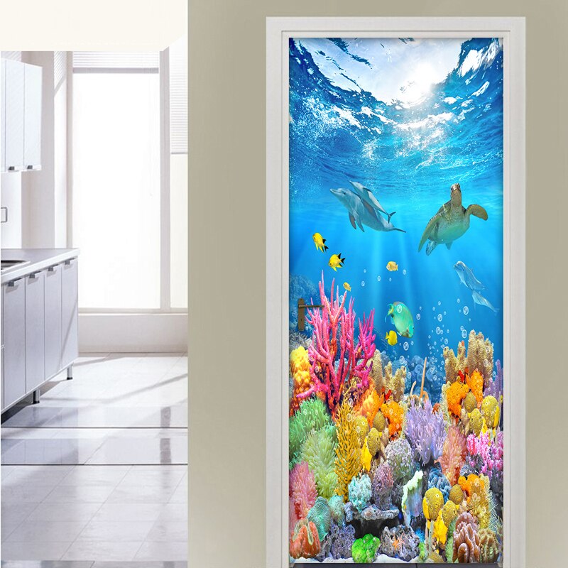 Door Sticker Self Adhesive HD Deep Ocean Fish Wall... – Grandado