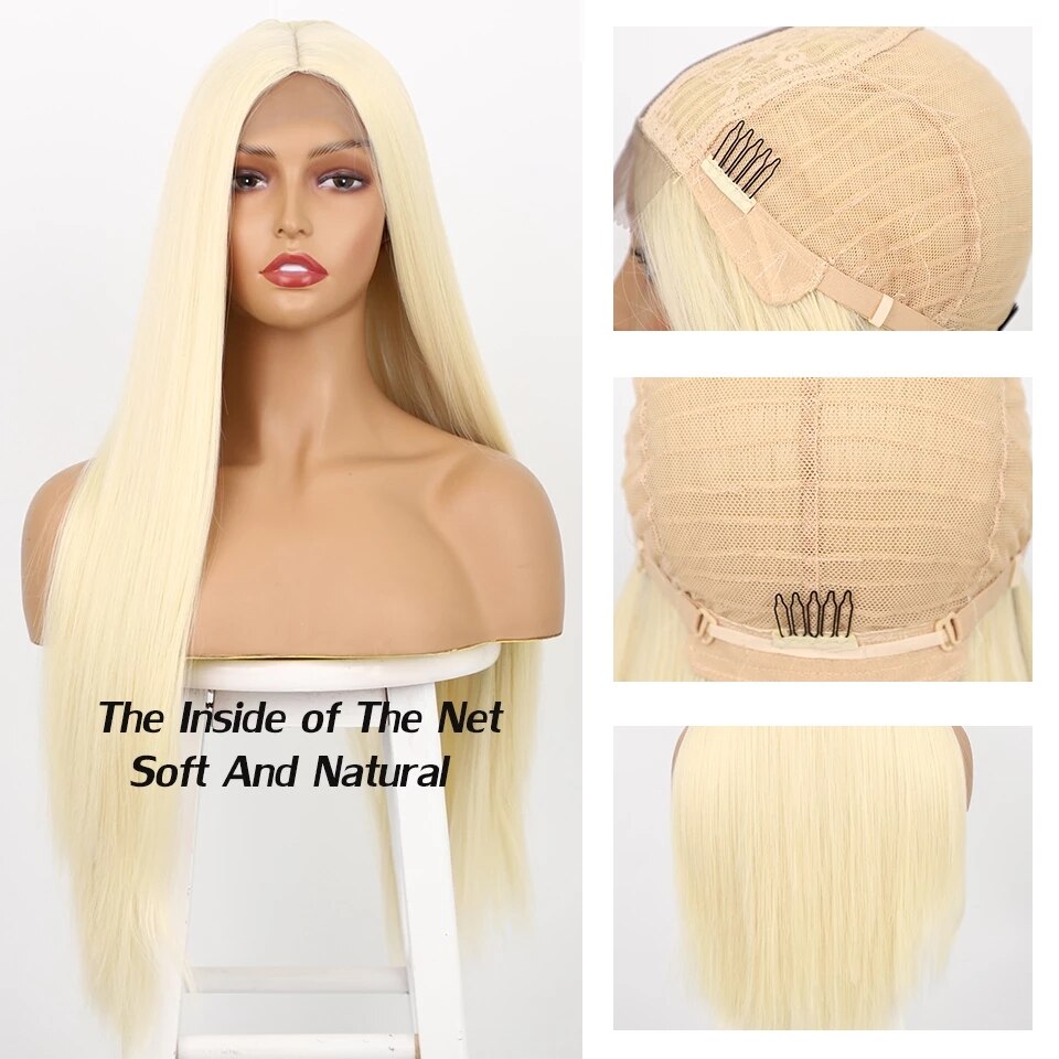 Doris Beauty Long Synthetic Wig Straight Blonde Bl... – Vicedeal