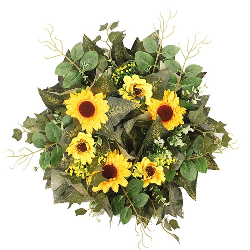 Kunstmatige Zonnebloem Krans Met Eucalyptus Lente ... – Vicedeal