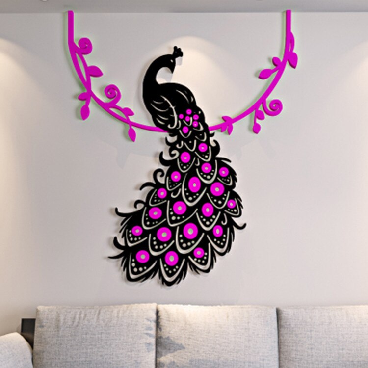 DIY 3D Peacock Acrylic Crystal Wall Stickers Livin... – Grandado