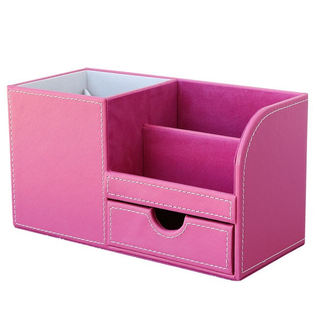 XRHYY Purple 3 Storage Compartments PU Leather Off... – Grandado